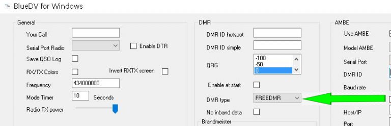 BlueDV Settings for Windows – FreeDMR